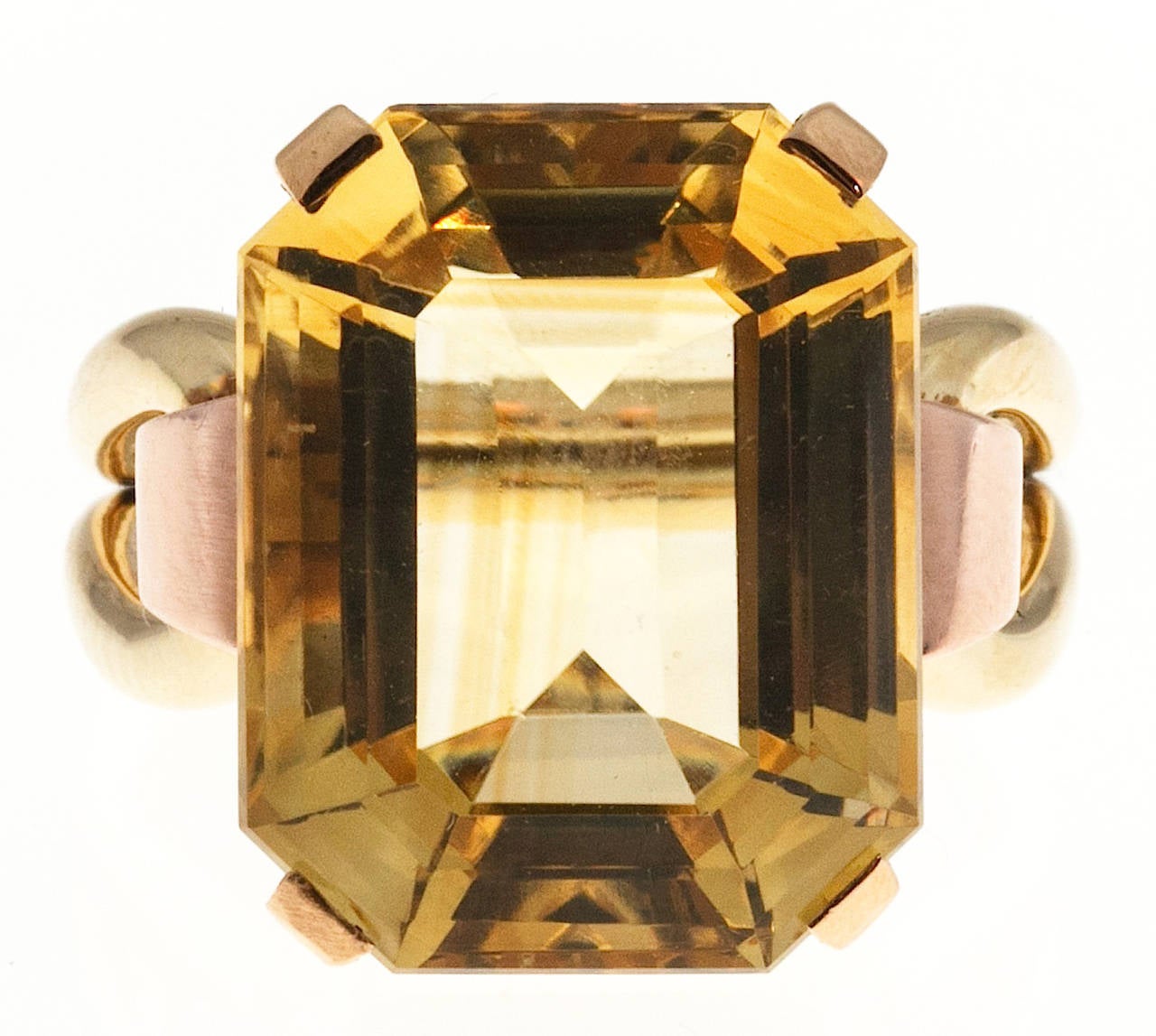 Retro Yellow Citrine Pink Green Gold Ring at 1stDibs