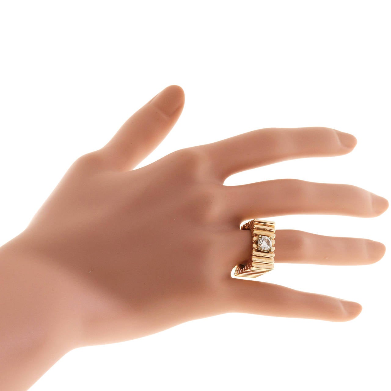 Diamond Square Gold Ring For Sale at 1stdibs