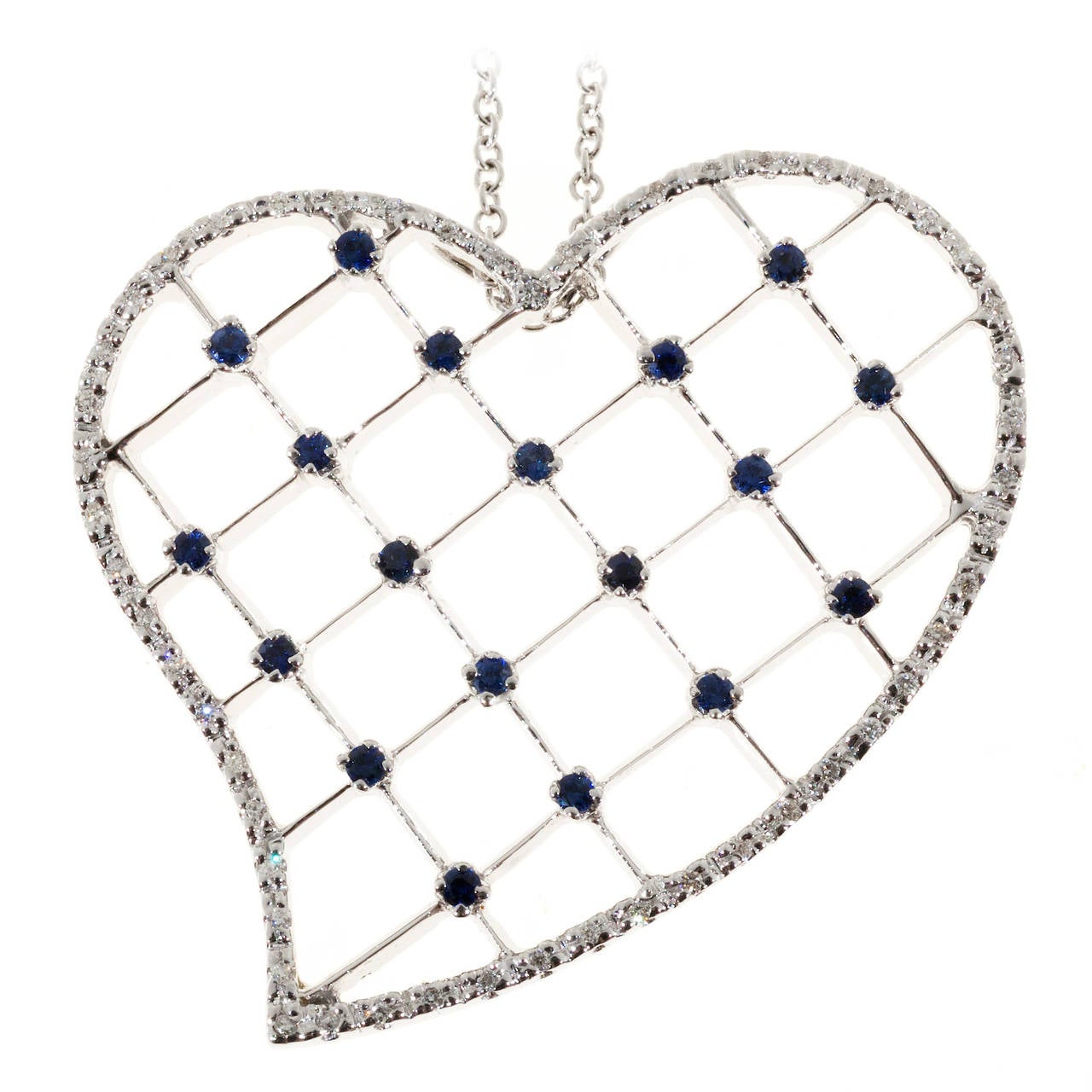 Cartier Diamond Pave Gold Heart Pendant Necklace at 1stdibs