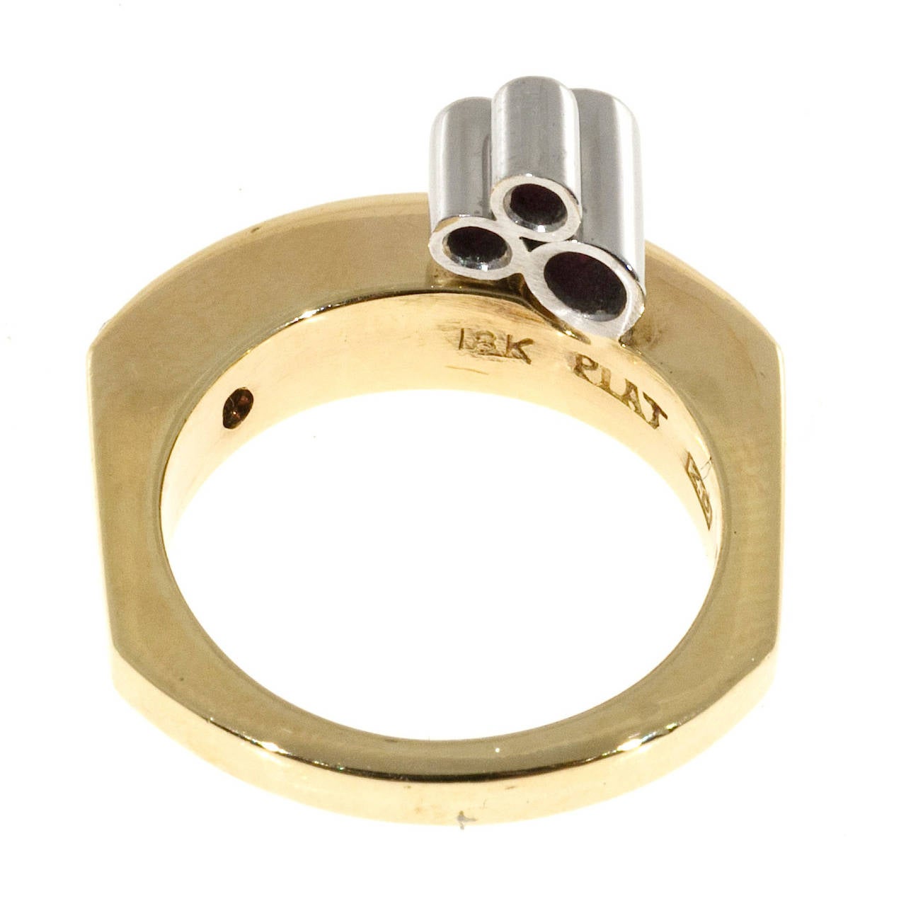 ZD Tube Top Ruby Diamond Gold Platinum Ring at 1stDibs
