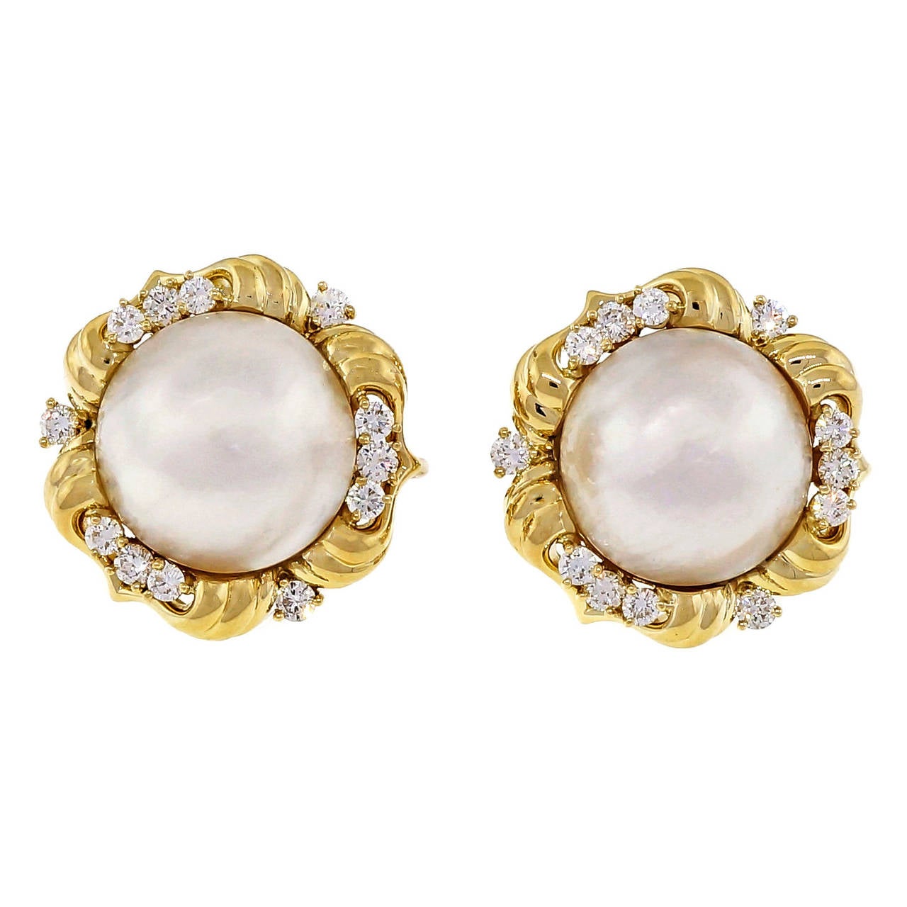 Kurt Wayne Mabe Pearl Diamond Yellow Gold Earrings at 1stDibs ...