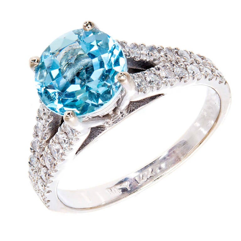 4.87 Carat Natural Pink Orange Precious Topaz Diamond Gold Ring at 1stDibs