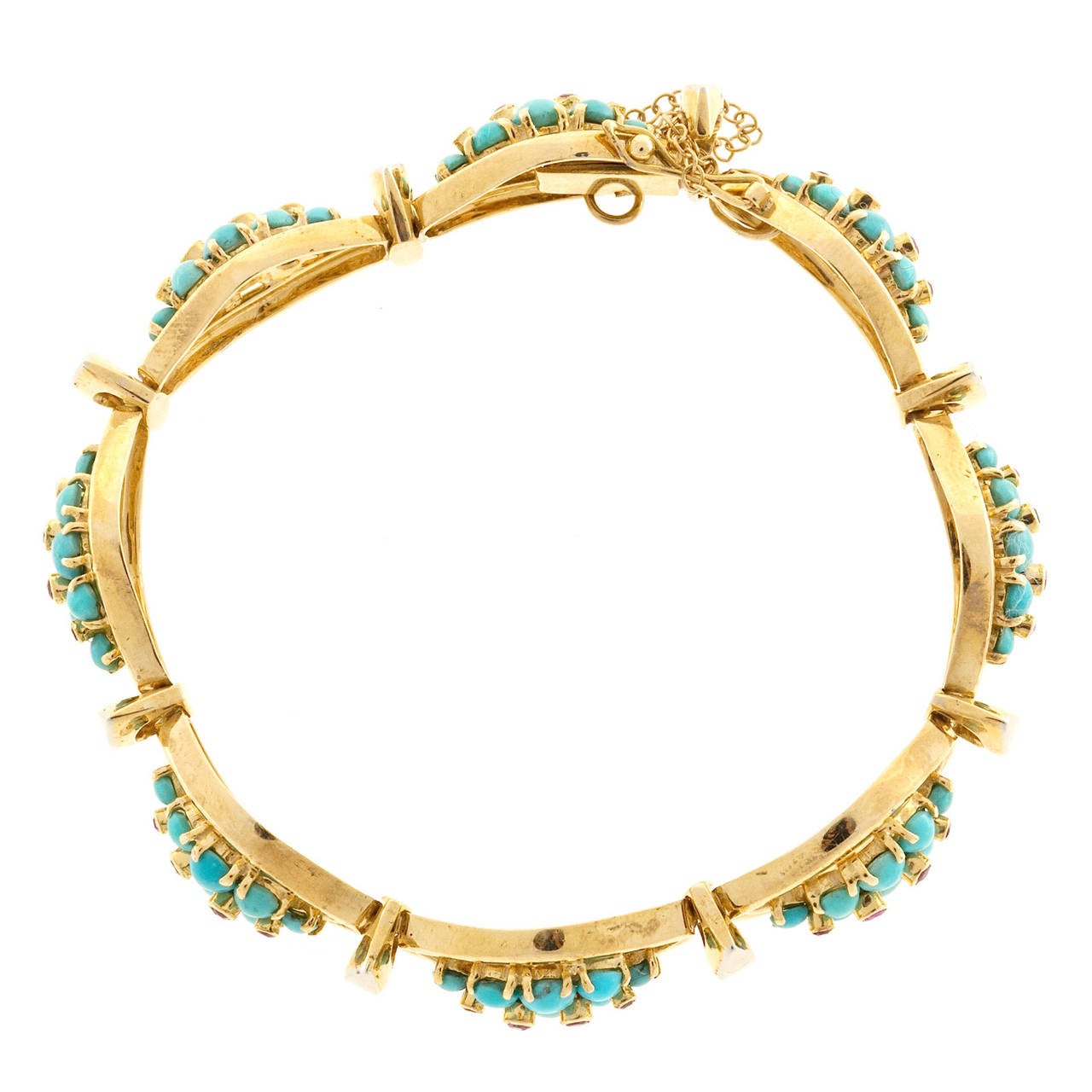 Persian Turquoise Ruby Gold Hinged Link Bracelet at 1stDibs | persian ...