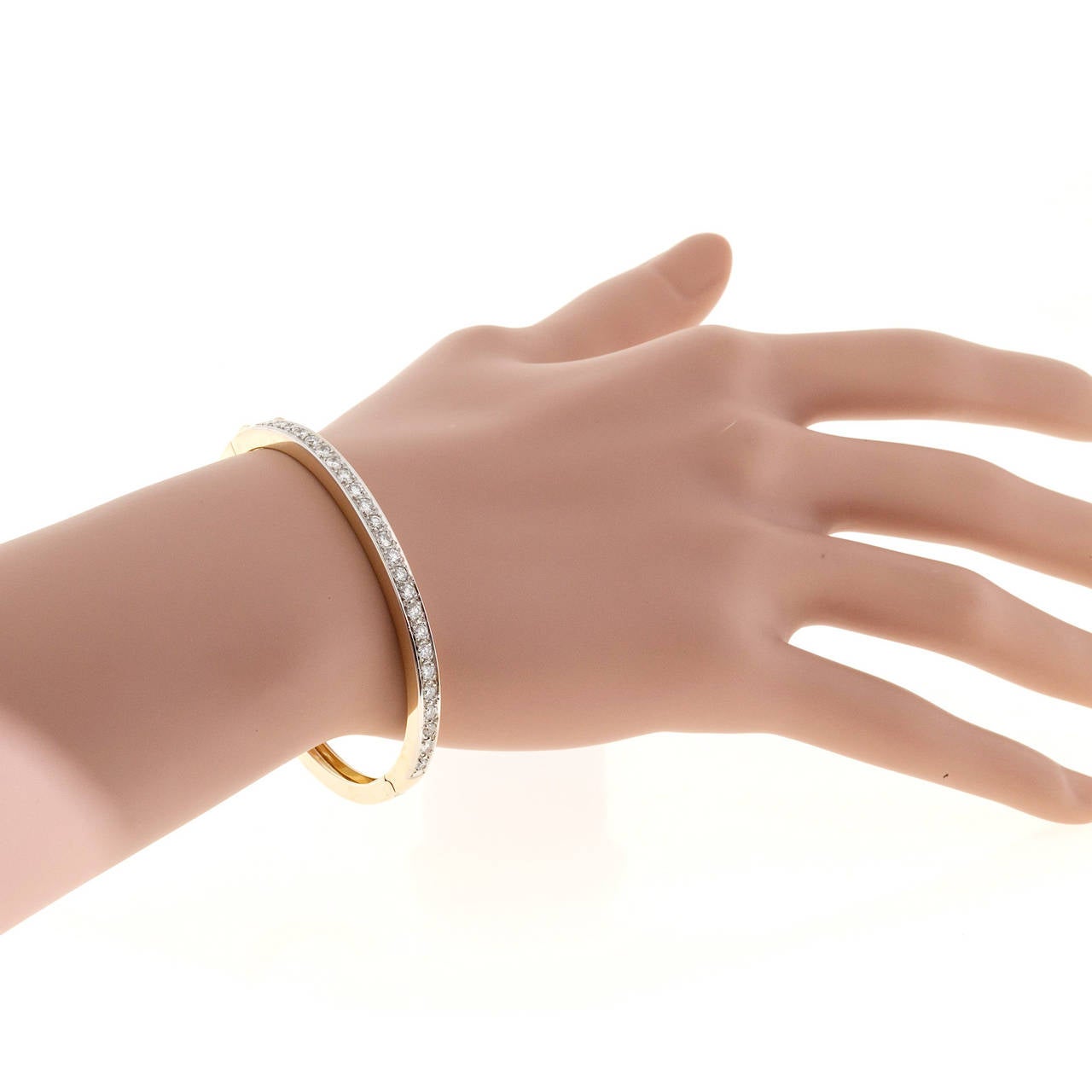 Diamond Gold Hinged bangle Bracelet at 1stDibs