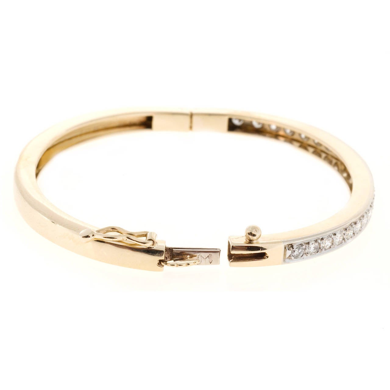 Diamond Gold Hinged bangle Bracelet at 1stDibs