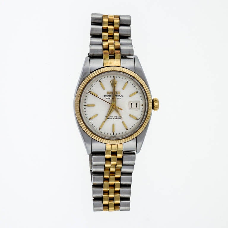 Rolex Stainless Steel and Yellow Gold Datejust Wristwatch Ref 6605 For ...