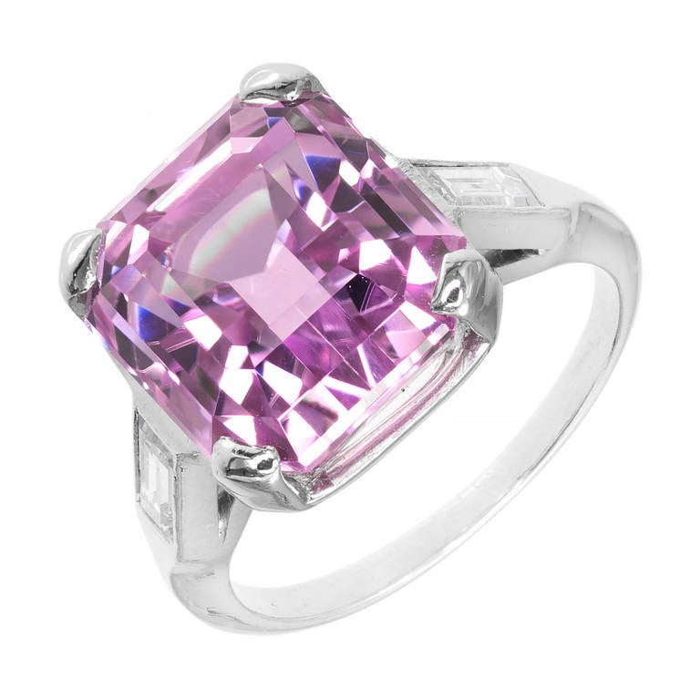 Kunzite Diamond Platinum Ring at 1stDibs