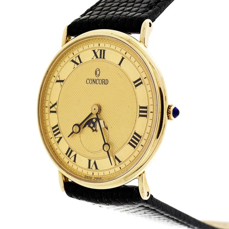Concord Yellow Gold Moonphase ultra thin Quartz Wristwatch at 1stDibs ...