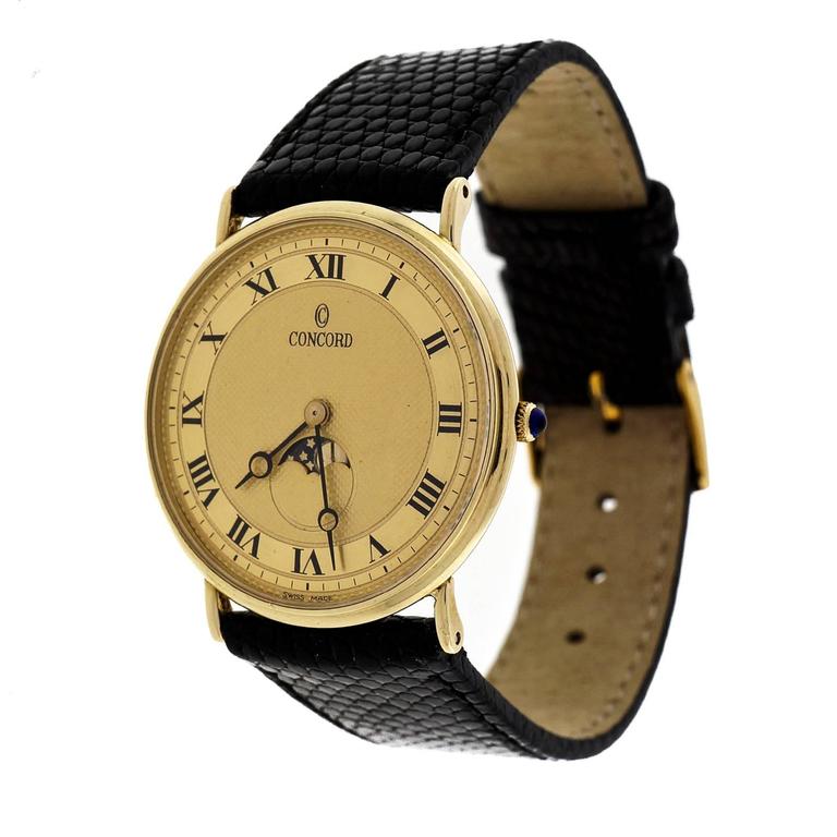 Concord Yellow Gold Moonphase ultra thin Quartz Wristwatch at 1stDibs ...