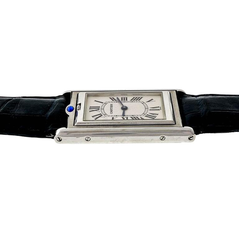Cartier Stainless steel Tank Basculante Large Reversible Wristwatch at ...