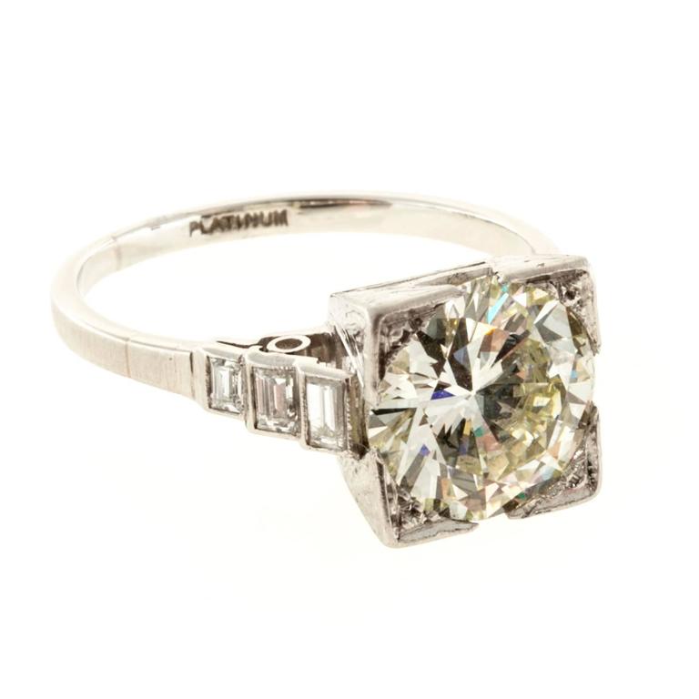 Transitional Cut Diamond Baguette Platinum Ring For Sale at 1stDibs ...