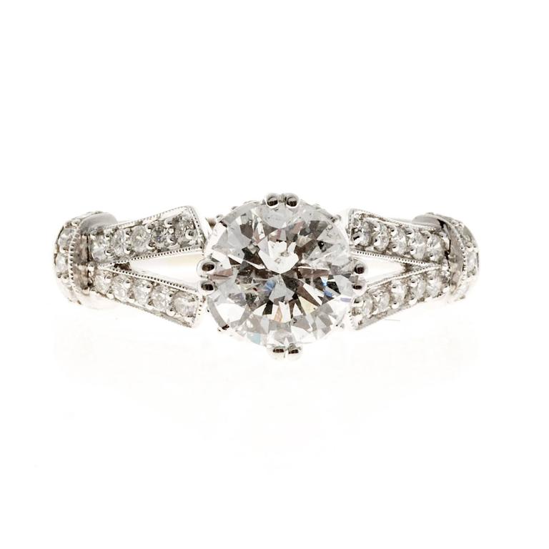 Crown Design Diamond Gold Engagement Ring at 1stDibs