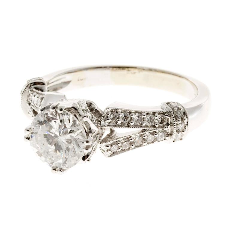 Crown Design Diamond Gold Engagement Ring at 1stDibs
