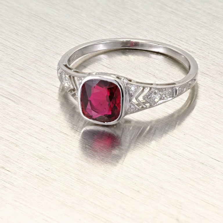 Tiffany and Co. GIA Certified 1.52 Carat Ruby Diamond Platinum ...