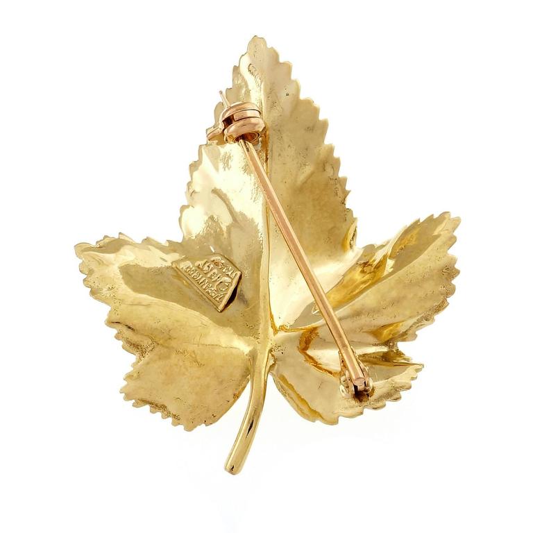 Tiffany and Co. Ruby Gold Leaf Pin at 1stDibs