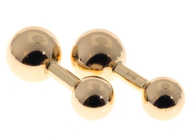 1950s Gold Barbell Cufflinks For Sale at 1stDibs