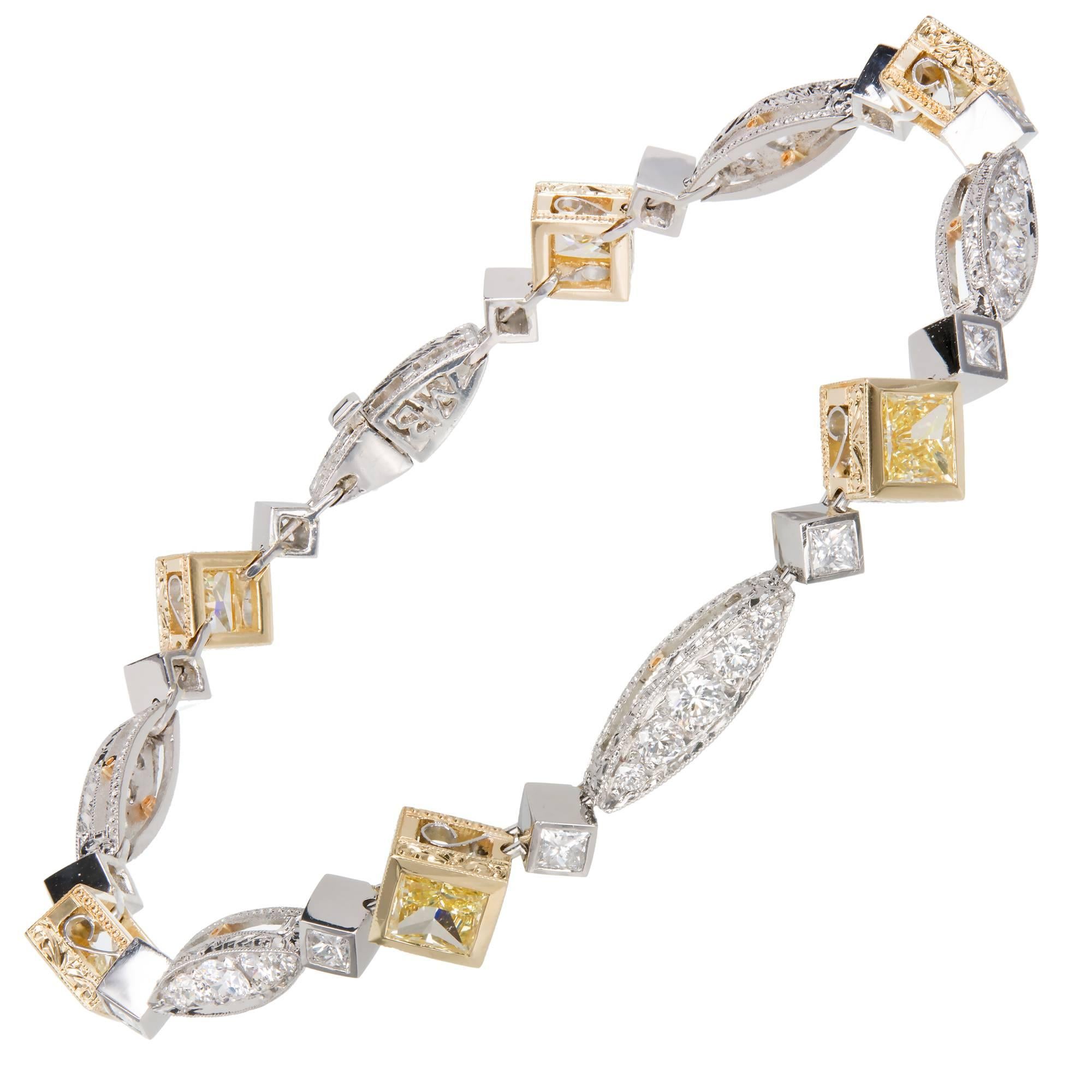 Michael Beaudry 3.95 Carat Natural Fancy Yellow Diamond Platinum Gold ...