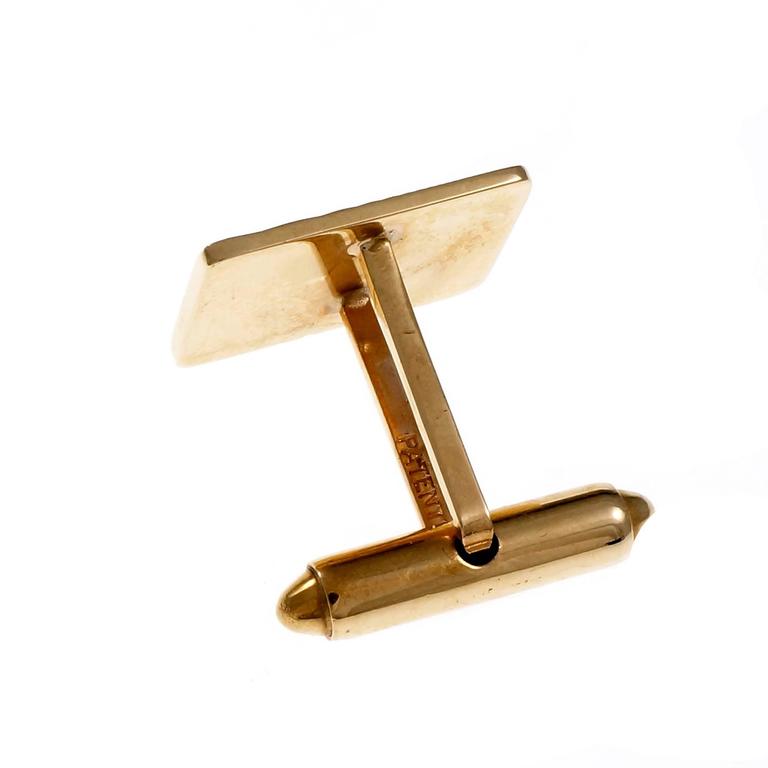 Gold Sunburst Rectangular Cufflinks at 1stDibs