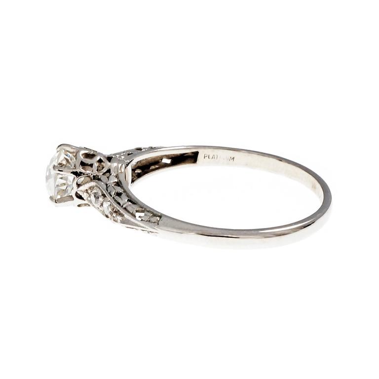 GIA Certified .70 Carat Diamond Filigree Platinum Engagement Ring For ...