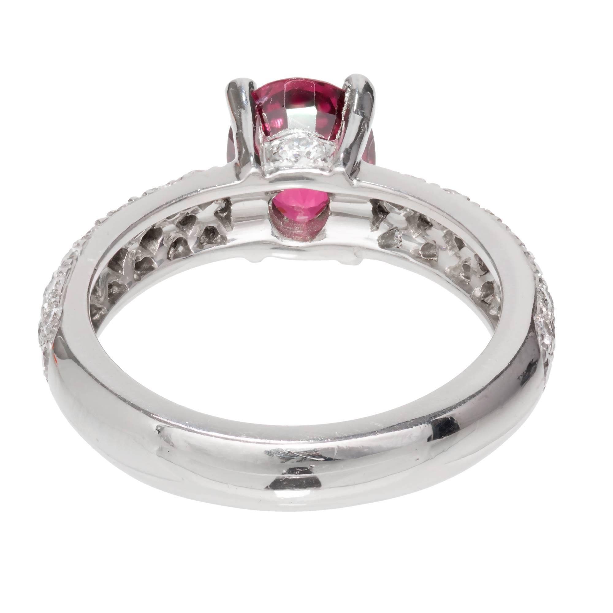 Mondera GIA Certified 1.59 Carat Red Spinel Diamond Platinum Engagement ...