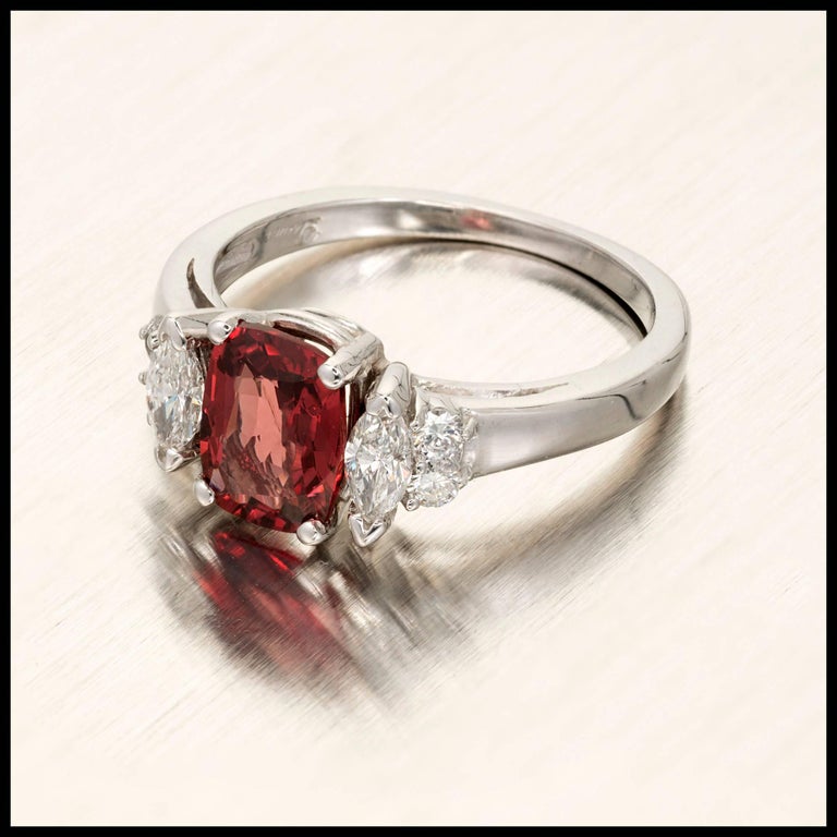 Dana 1.39 Carat Orange Red Spinel Diamond Gold Three-Stone Engagement ...