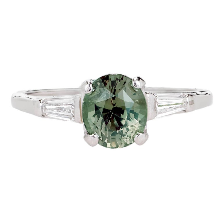 1.57 Carat Alexandrite Diamond Platinum Three-Stone Engagement Ring at ...