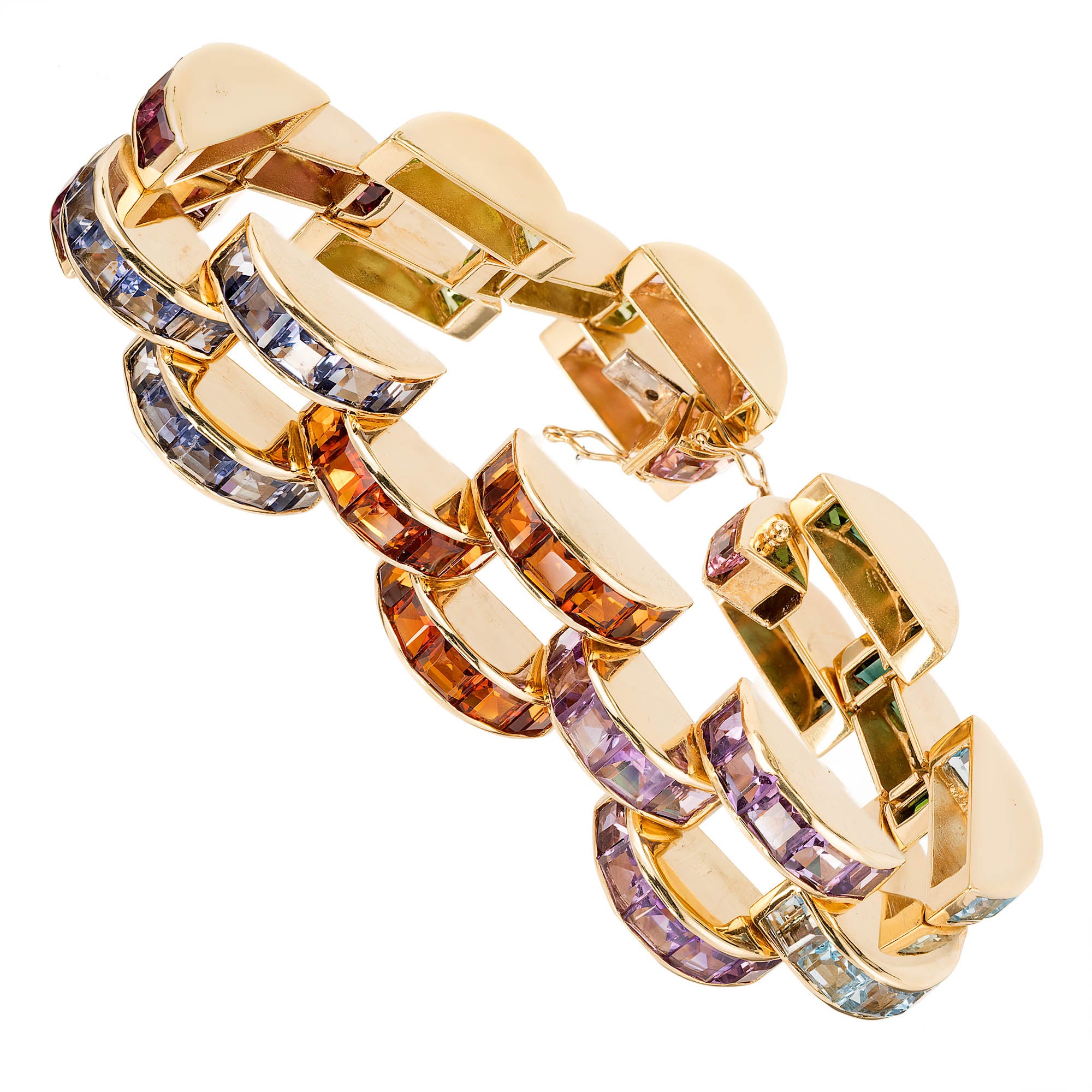 Chopard Casmir Amethyst Tourmaline Diamond Gold Link Bracelet For Sale ...