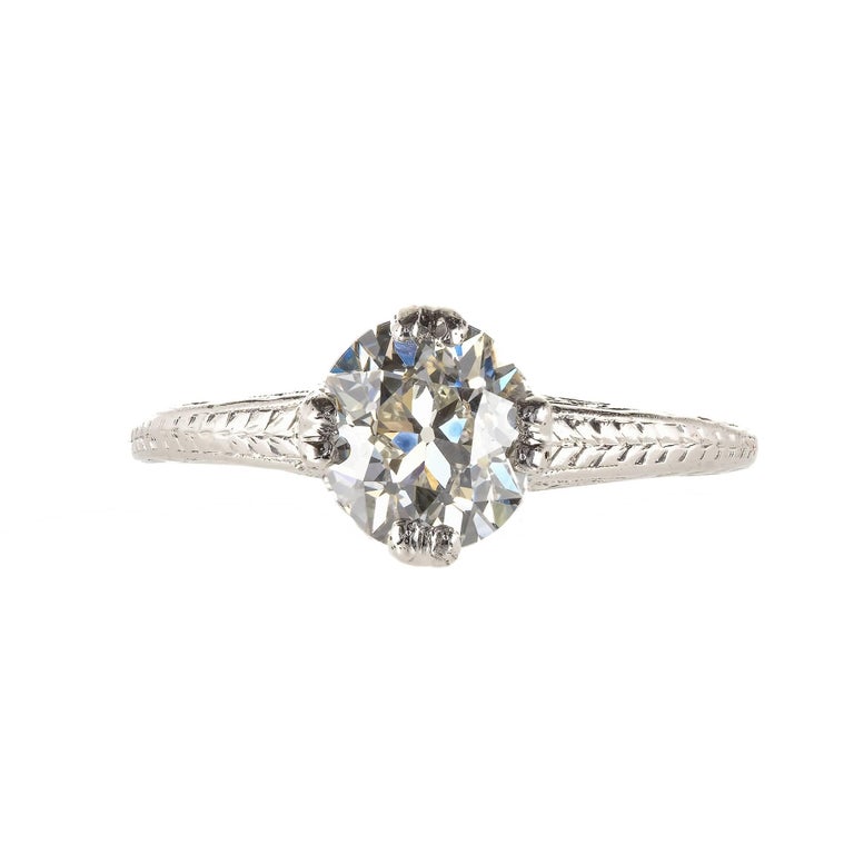 GIA Certified Diamond Filigree Victorian Solitaire Platinum Engagement ...