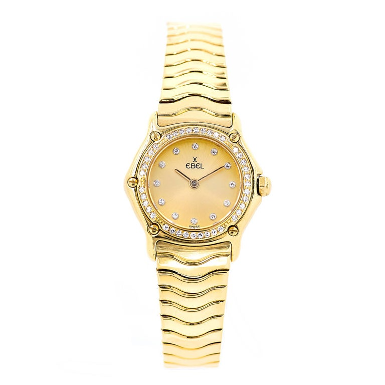 Ebel Ladies Yellow Gold Diamond Wave Quartz Wristwatch at 1stDibs