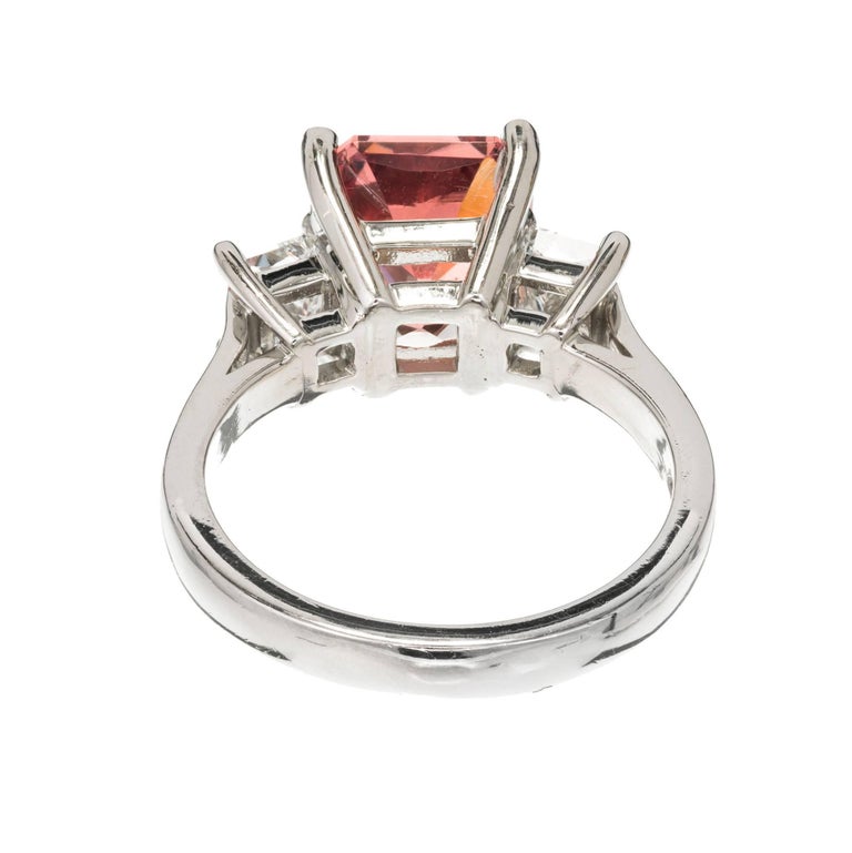 Orange Pink Garnet Diamond Platinum Ring at 1stDibs