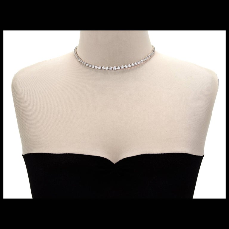 7.00 Carat Diamond Platinum Tube Set Tennis Necklace For Sale at ...