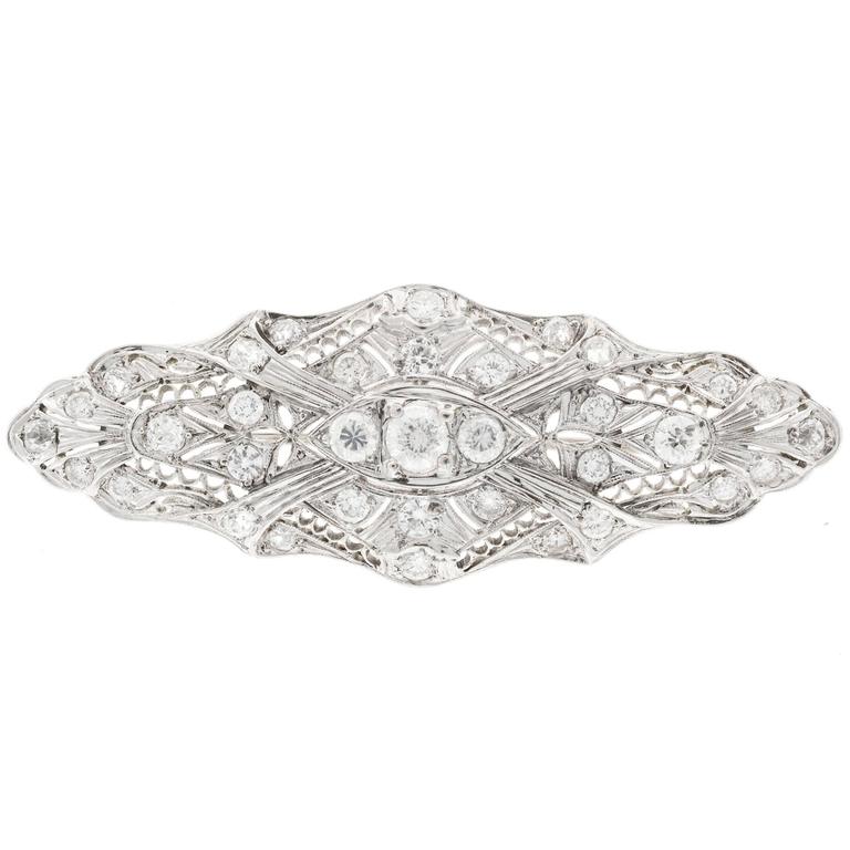 Diamond Gold Hand Pierced Engraved Pin at 1stDibs