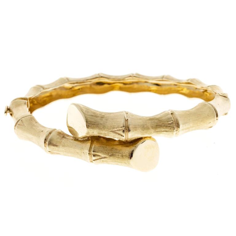 Gold Bypass Bamboo Bangle at 1stDibs | gold bamboo bangles, gold bamboo ...