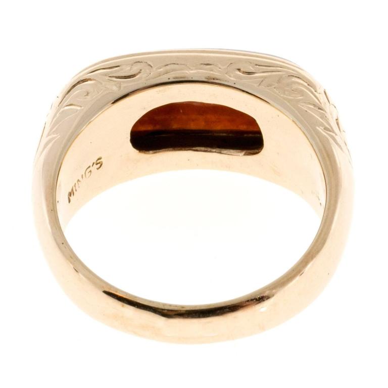 Brown Jadeite Jade Gold Saddle Ring at 1stDibs | brown jade ring