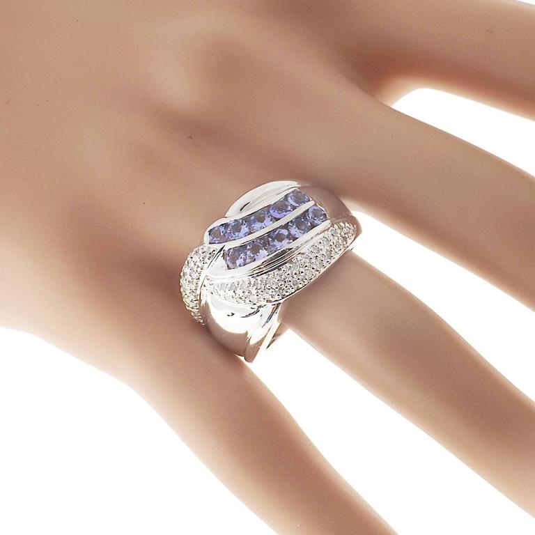 Purple Tanzanite Pave Set Diamond Platinum Band Ring For Sale (Free ...