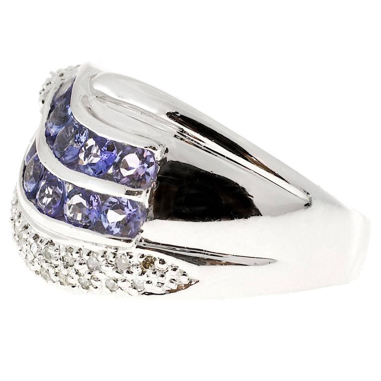 Purple Tanzanite Pave Set Diamond Platinum Band Ring For Sale (Free ...