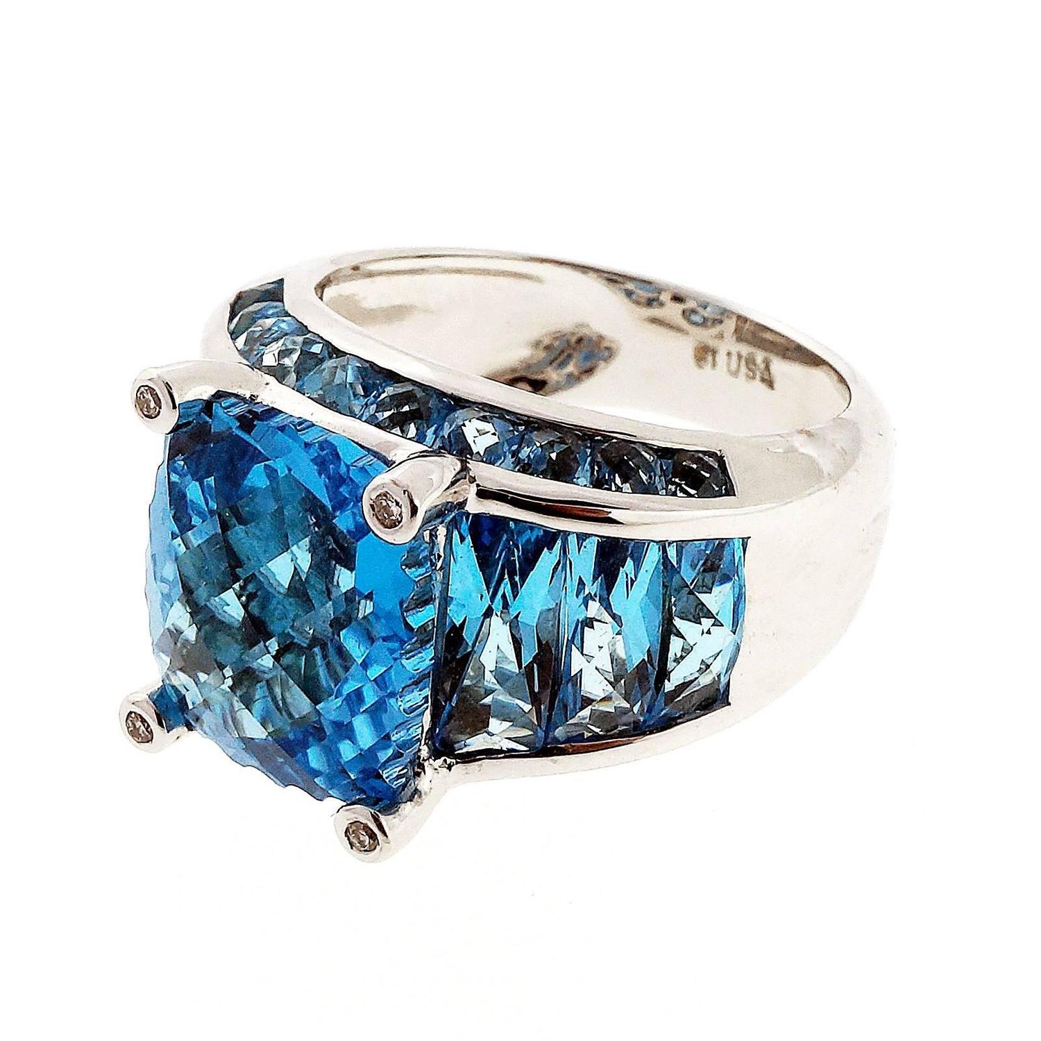 Bellarri Blue Topaz Diamond White Gold Ring at 1stdibs