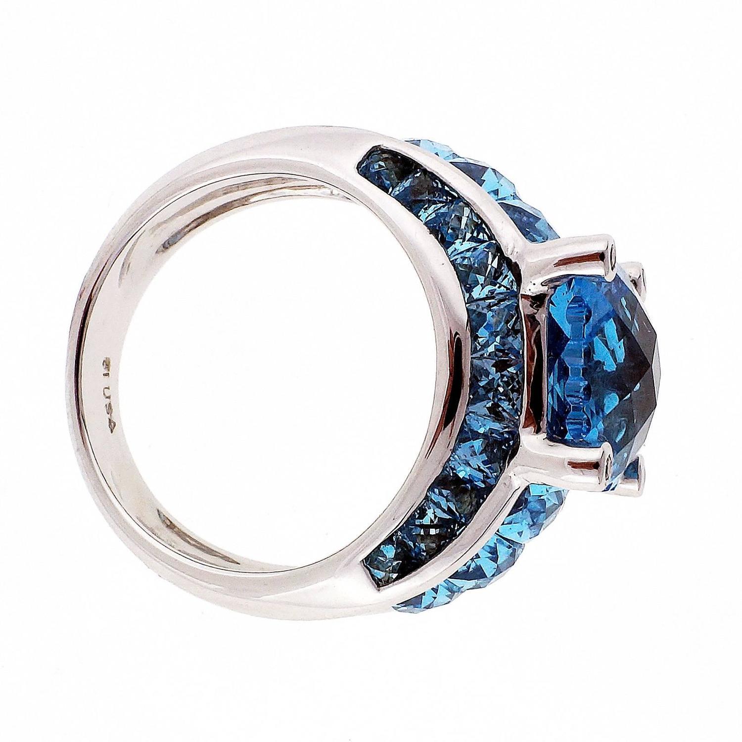 Bellarri Blue Topaz Diamond White Gold Ring at 1stdibs
