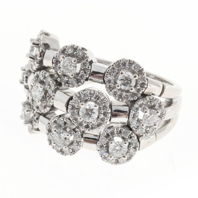 Sonia B Diamond Gold Three Row Flex Ring at 1stDibs