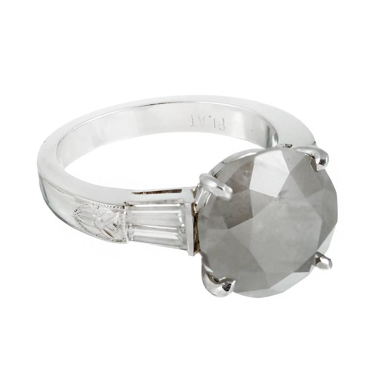 Natural Grey Diamond Platinum Engagement Ring at 1stDibs | fancy grey ...