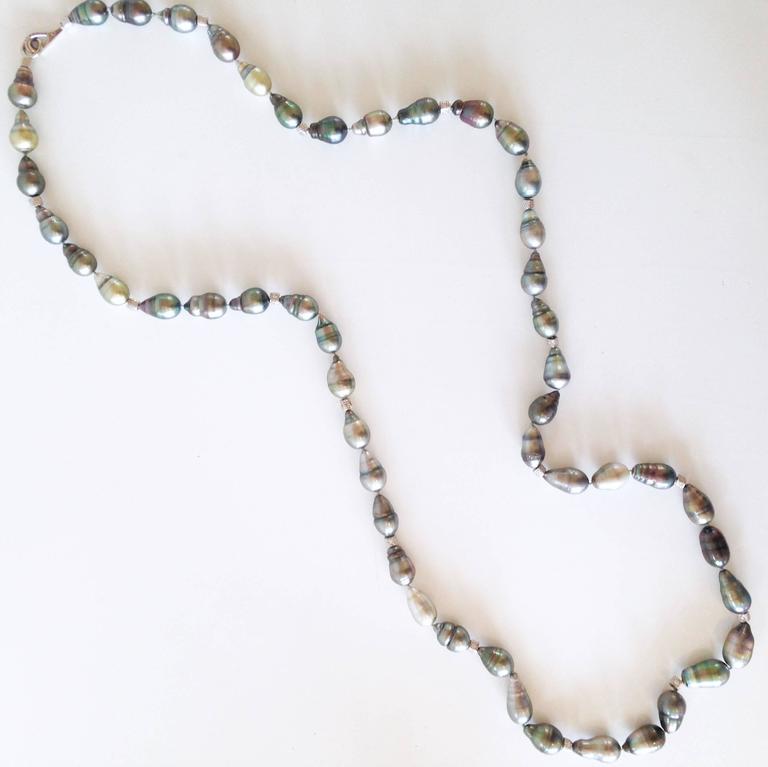 Roaring Twenties Black Tahitian Pearl Necklace For Sale at 1stDibs