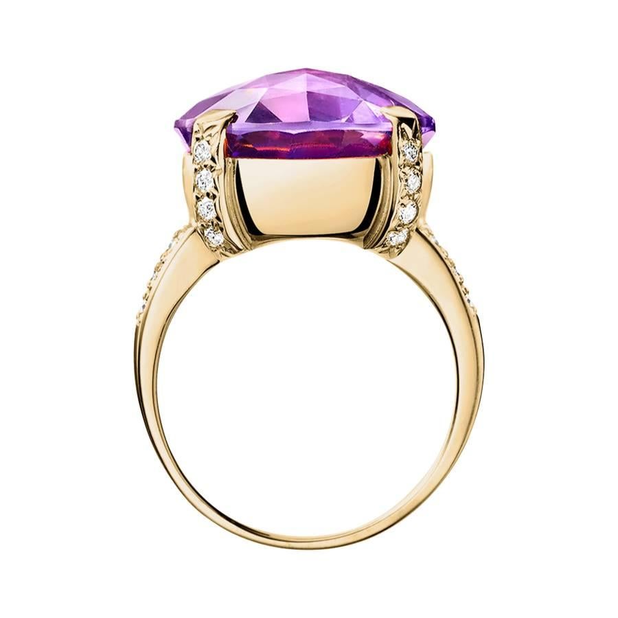 Renesim Purple Amethyst Pave Diamond Gold Ring For Sale at 1stDibs