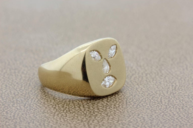 Gentlemen Diamond Gold Face Ring For Sale (Free Shipping) at 1stDibs