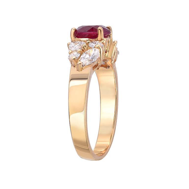 Ruby Diamond Cocktail Gold Ring For Sale at 1stDibs