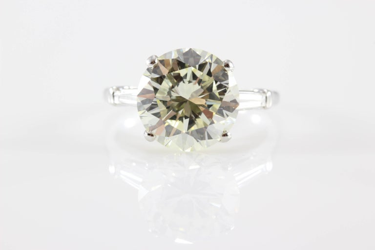 4.36 Carat Diamond Round Cut Platinum Engagement Ring at 1stDibs