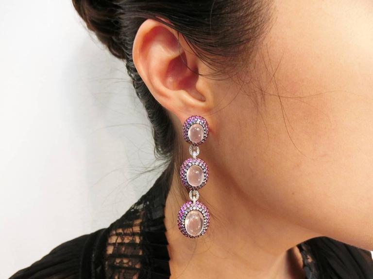 18 Karat White Gold Pink Sapphire Ruby Rose Quartz White Gold Oval ...
