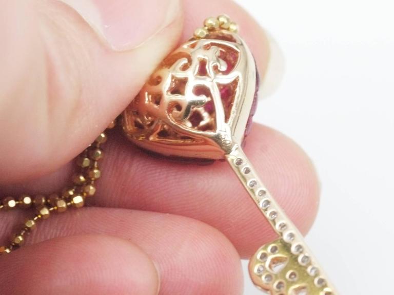 Ruby Diamond Gold Heart Key Pendant Necklace at 1stDibs | heart key ...