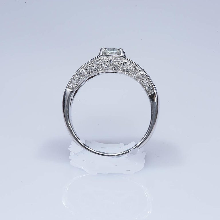 18K White gold Emerald Cut Diamond invisible with Sapphire Ring For ...