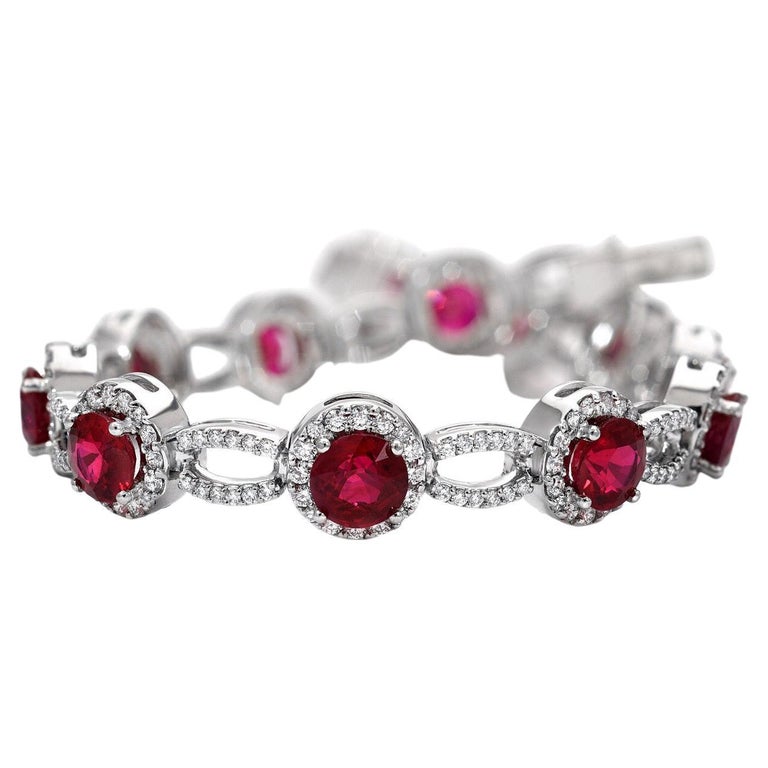 Ruby Bracelet Burma 9.18 Carats For Sale at 1stDibs | burmese ruby bracelet