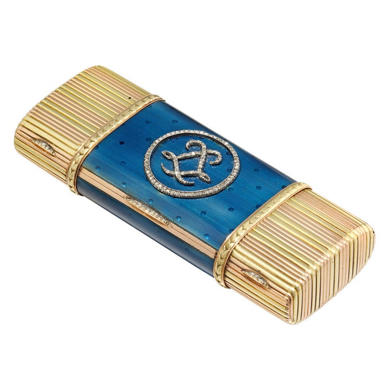 Faberge Blue Enamel Gold Vanity Case For Sale at 1stDibs | faberge ...